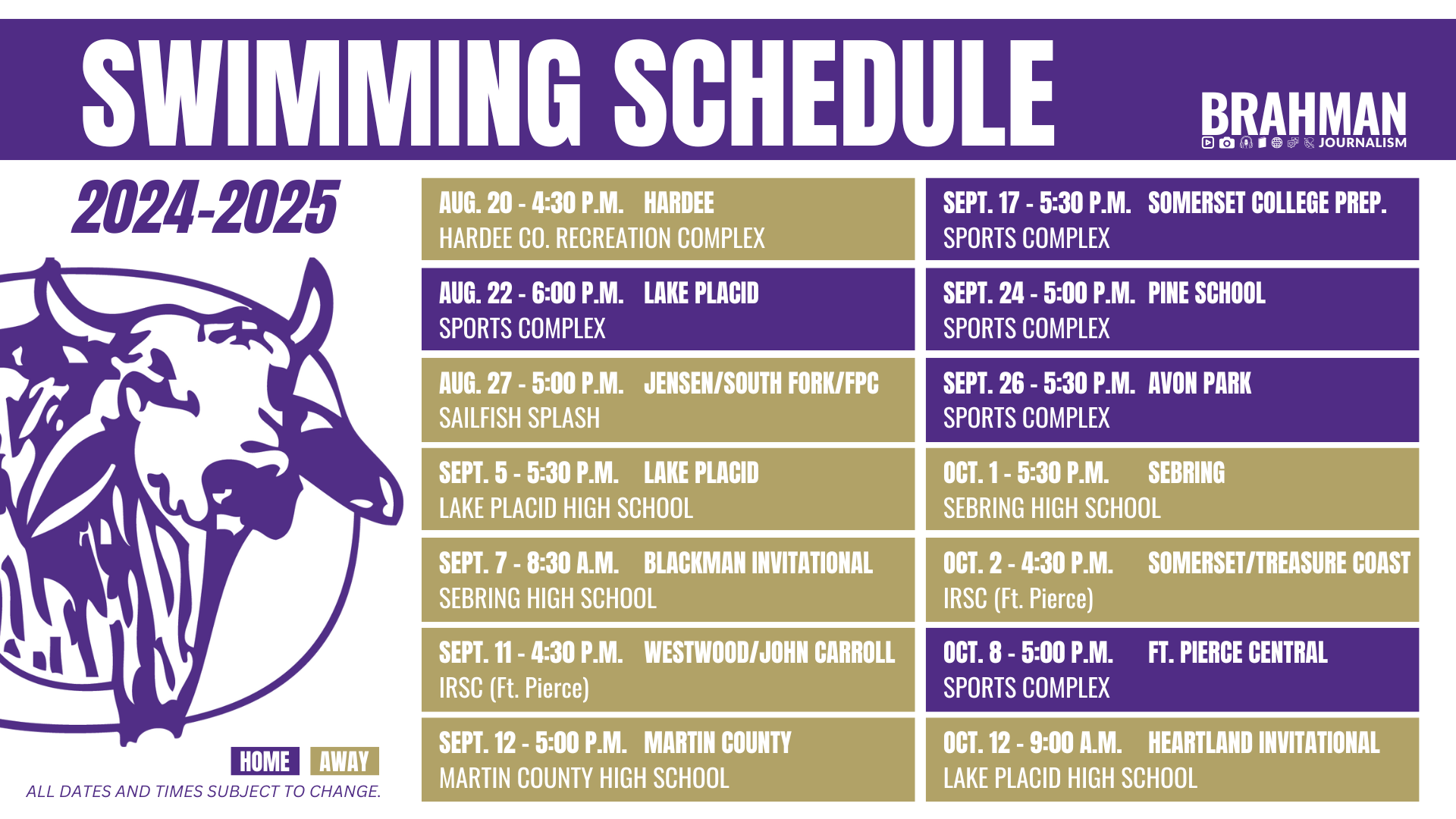 SWIMMING SCHEDULE 2024-2025 – Impressions